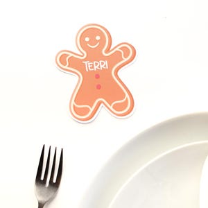 Personalized Gingerbread Man Place Cards: Holiday Party Name Tags - Etsy