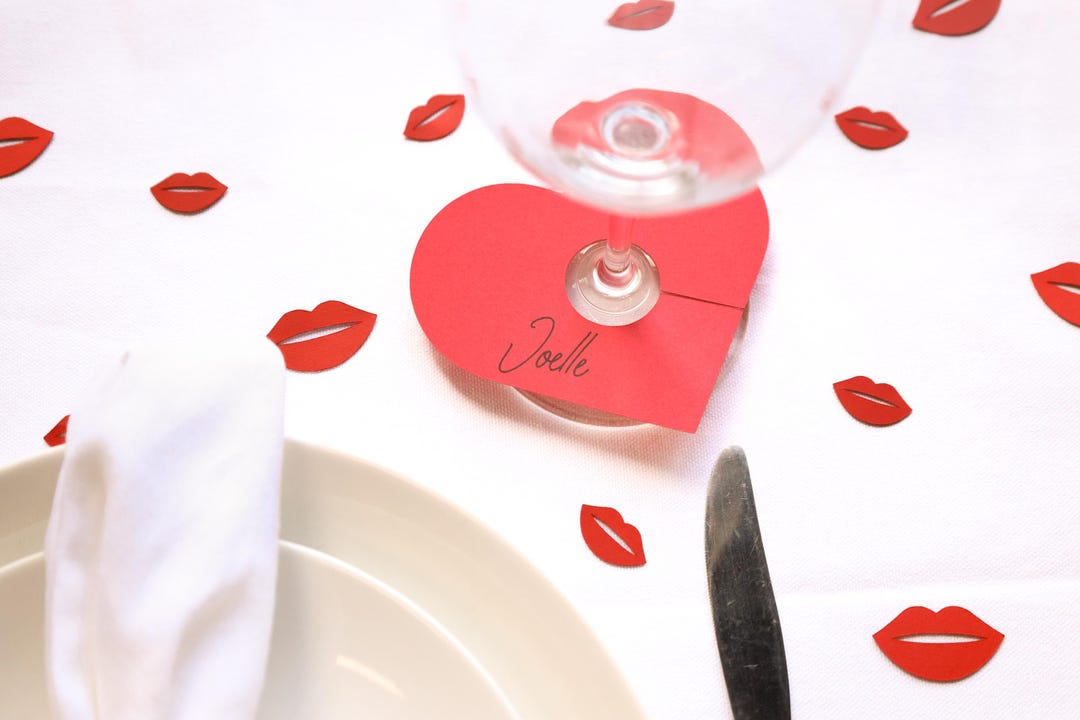 Lip Shape Confetti - Red Die-cut Lips - Valentines Day Table Decor - Etsy