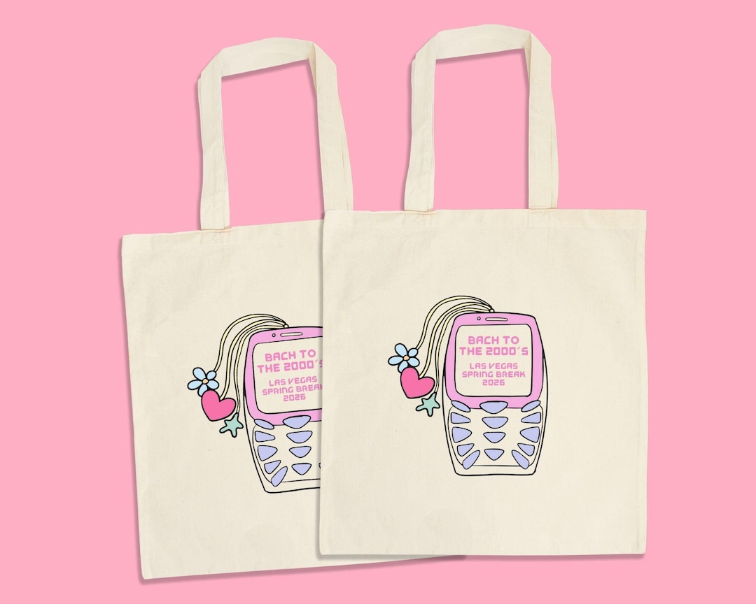 Personalized Y2K Cell Phone Event Tote Bag: Custom Bachelorette 2000s ...