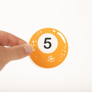 Pool Ball 5 Orange Sticker-stickers-pool Ball Sticker-billiards ...