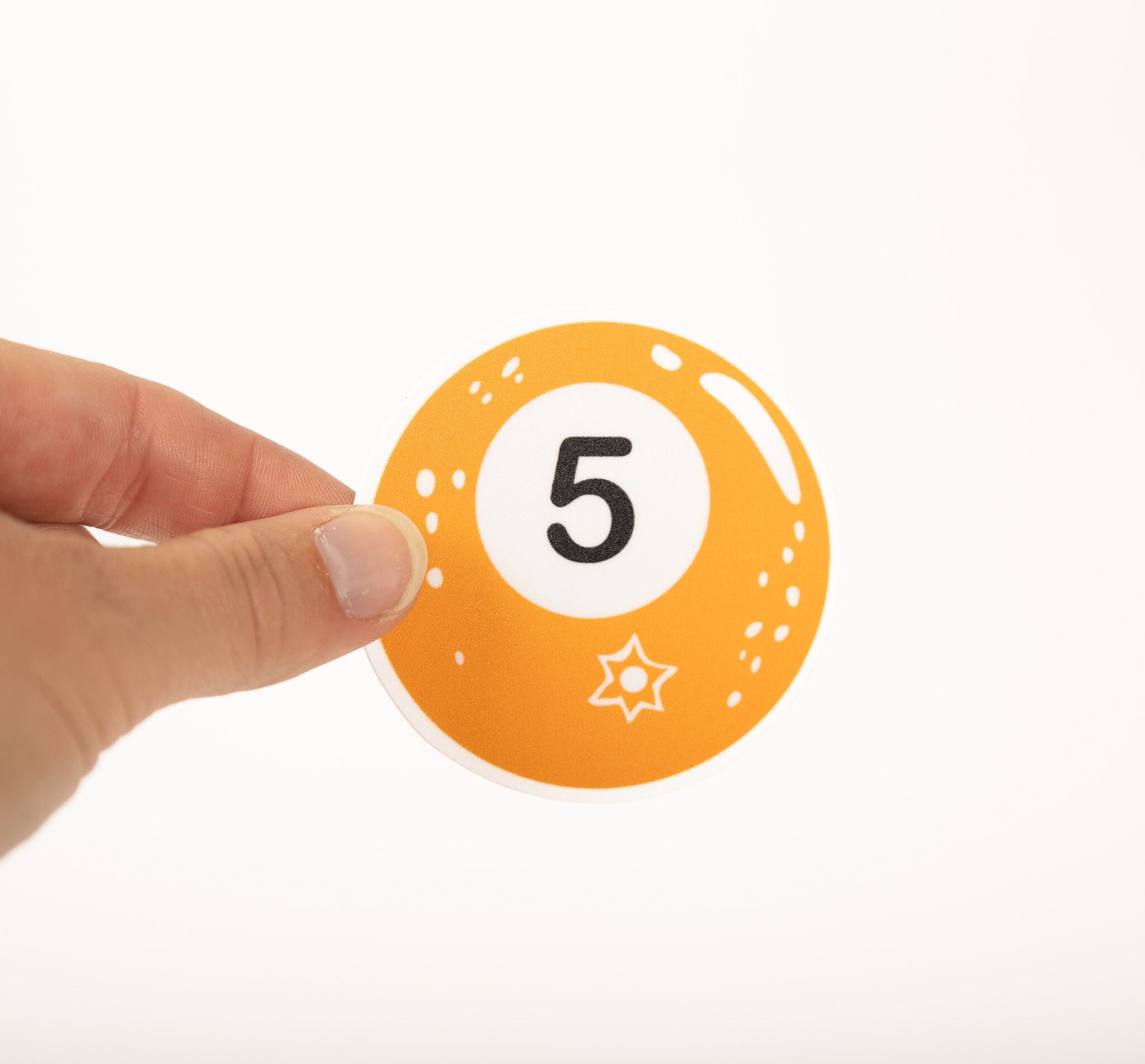 Pool Ball 5 Orange Sticker-stickers-pool Ball Sticker-billiards ...
