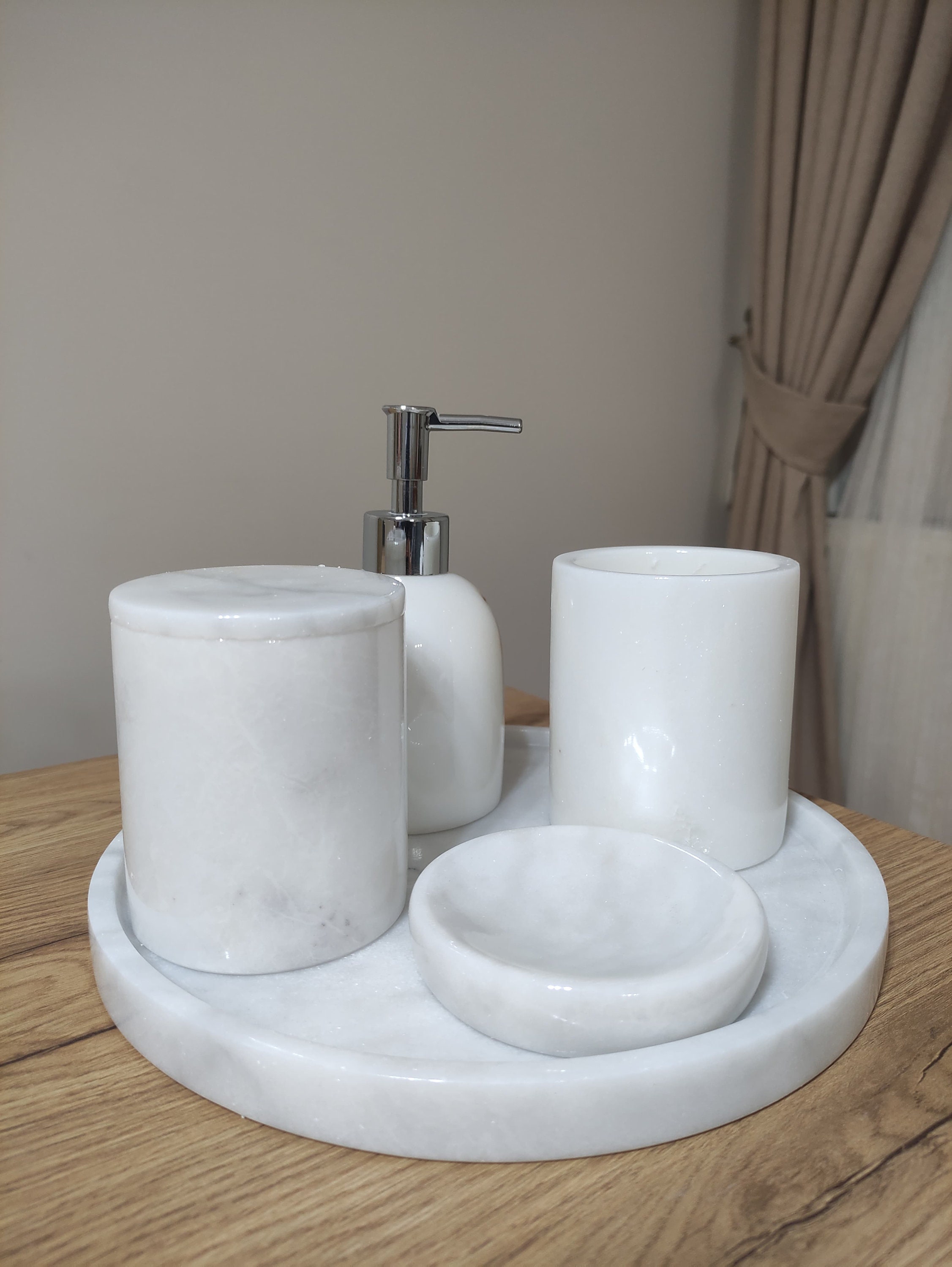 Marble Bathroom Set 5 Piece Marble Bathroom Accesories - Etsy