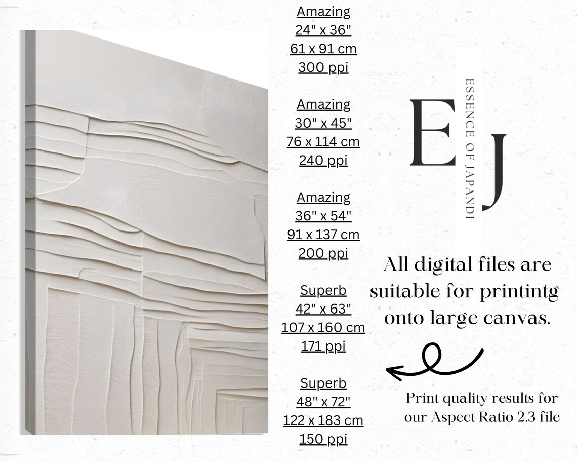 Japandi Wall Art Print Neutral Cream Textured Paper Abstract Japanese Artwork Wabi Sabi Modern ...
