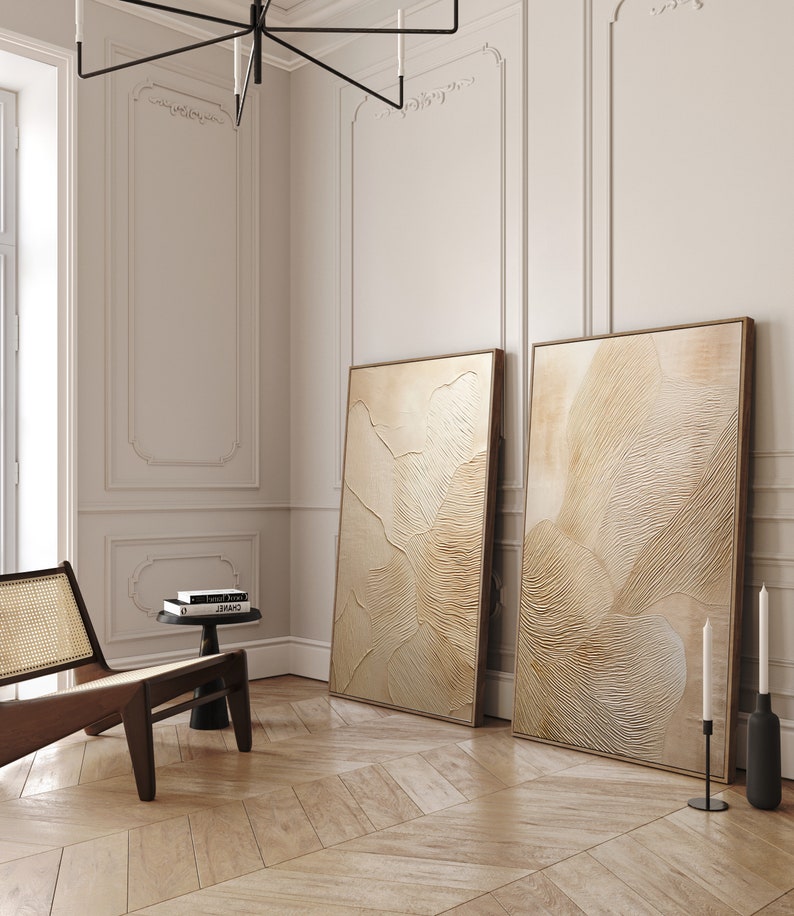 Japandi Wall Art Print Set of 2 Neutral Beige Cream Textured Artwork Wabi Sabi Modern Abstract ...