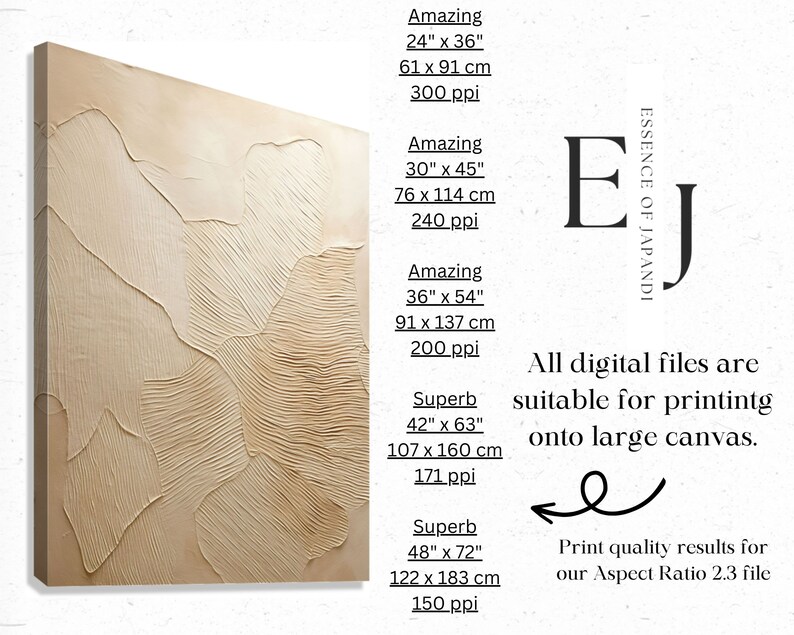 Japandi Wall Art Print Set of 2 Neutral Beige Cream Textured Artwork Wabi Sabi Modern Abstract ...