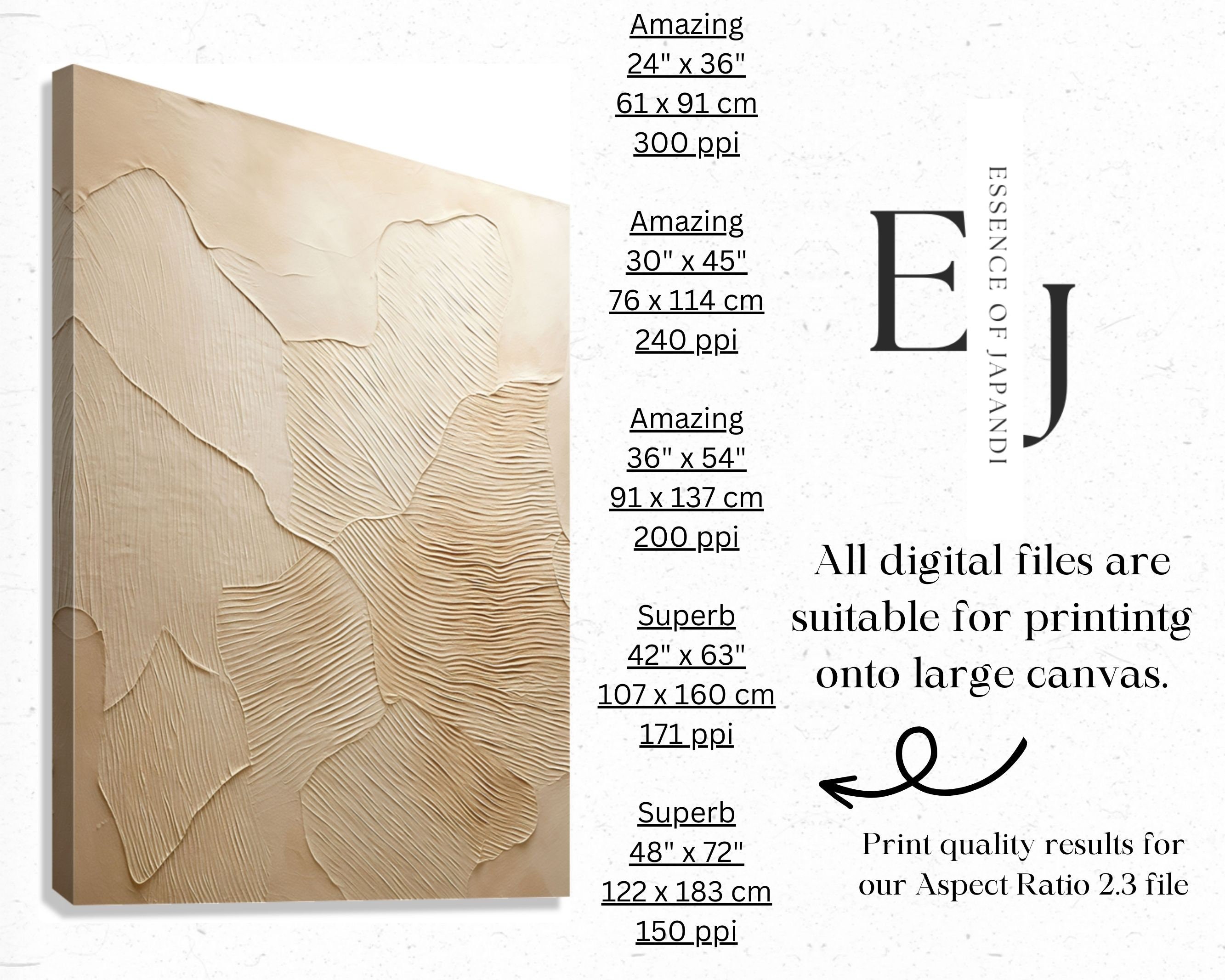 Japandi Wall Art Print Set of 2 Neutral Beige Cream Textured Artwork Wabi Sabi Modern Abstract ...