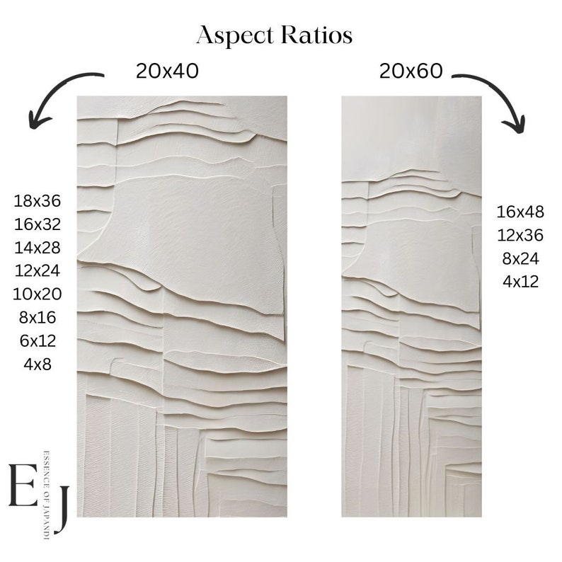 Japandi Long Narrow Wall Art Print Textured Cream Neutral Abstract Japanese Artwork Wabi Sabi ...