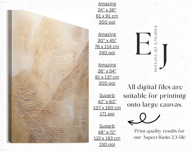 Japandi Wall Art Print Set of 2 Neutral Beige Cream Textured Artwork Wabi Sabi Modern Abstract ...