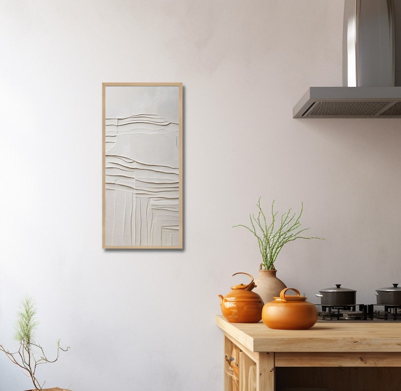 Japandi Long Narrow Wall Art Print Textured Cream Neutral Abstract Japanese Artwork Wabi Sabi ...