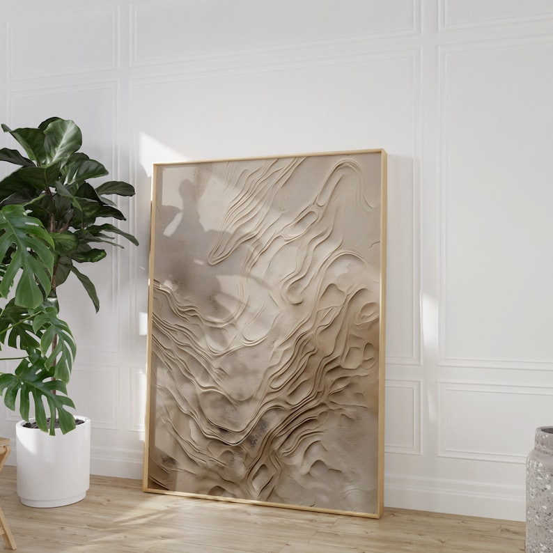 Japandi Wall Art Print Cream Beige Textured Abstract Japanese Artwork Wabi Sabi Modern Abstract ...