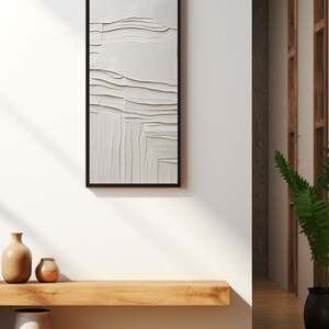 Japandi Long Narrow Wall Art Print - Textured Cream Neutral Abstract Japanese Artwork - Wabi ...