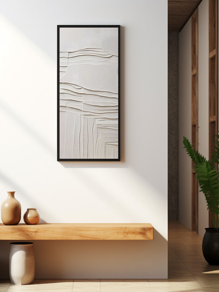 Japandi Long Narrow Wall Art Print Textured Cream Neutral Abstract Japanese Artwork Wabi Sabi ...
