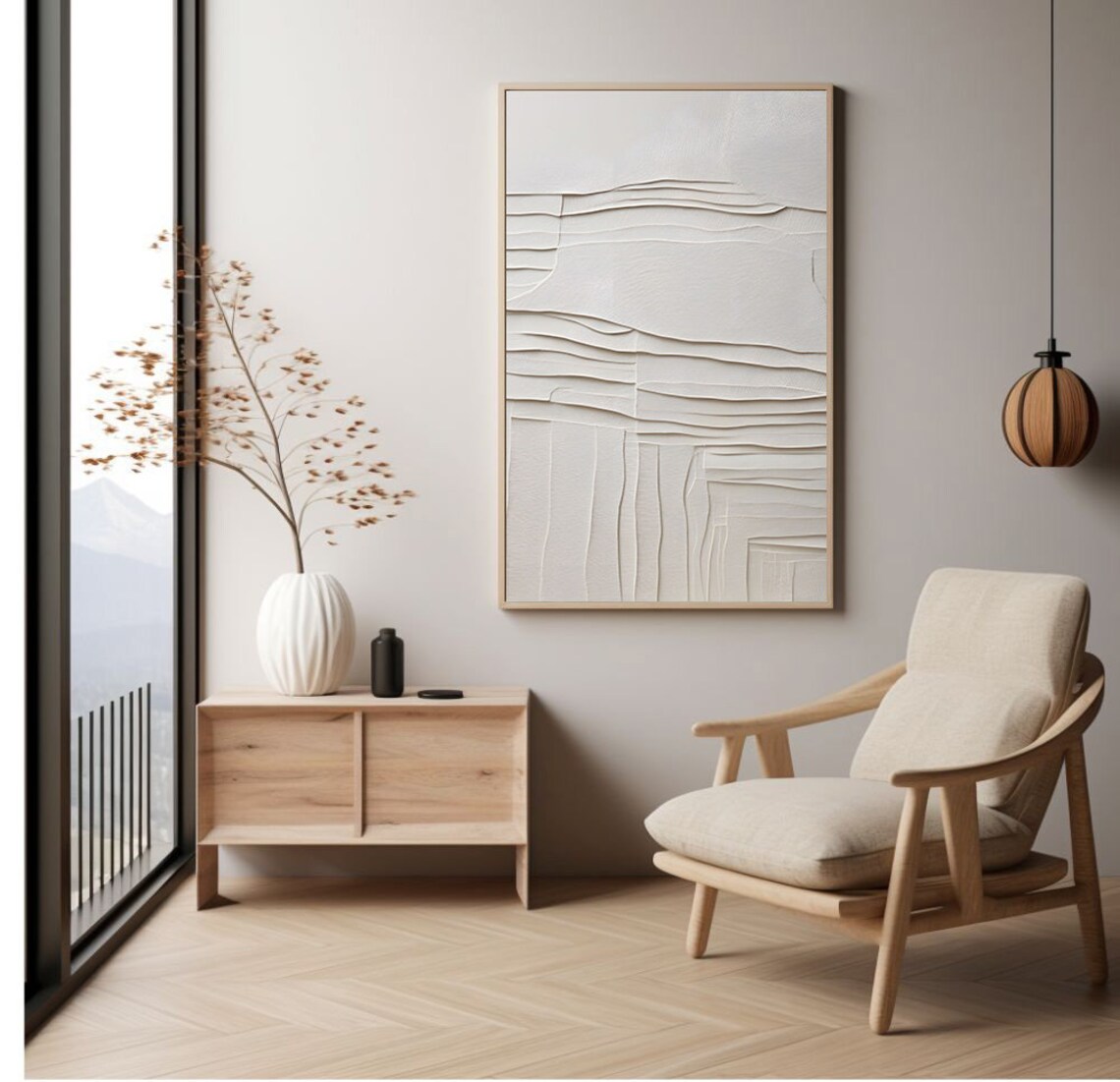 Japandi Wall Art Print Neutral Cream Textured Paper Abstract Japanese Artwork Wabi Sabi Modern ...