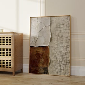 Japandi Wall Art Print - Neutral White Cream Brown Textured Paper Abstract Japanese Artwork ...