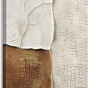 Japandi Wall Art Print - Neutral White Cream Brown Textured Paper Abstract Japanese Artwork ...