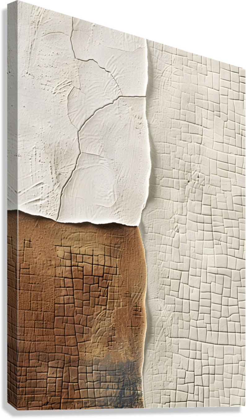 Japandi Wall Art Print Neutral White Cream Brown Textured Paper Abstract Japanese Artwork Wabi ...