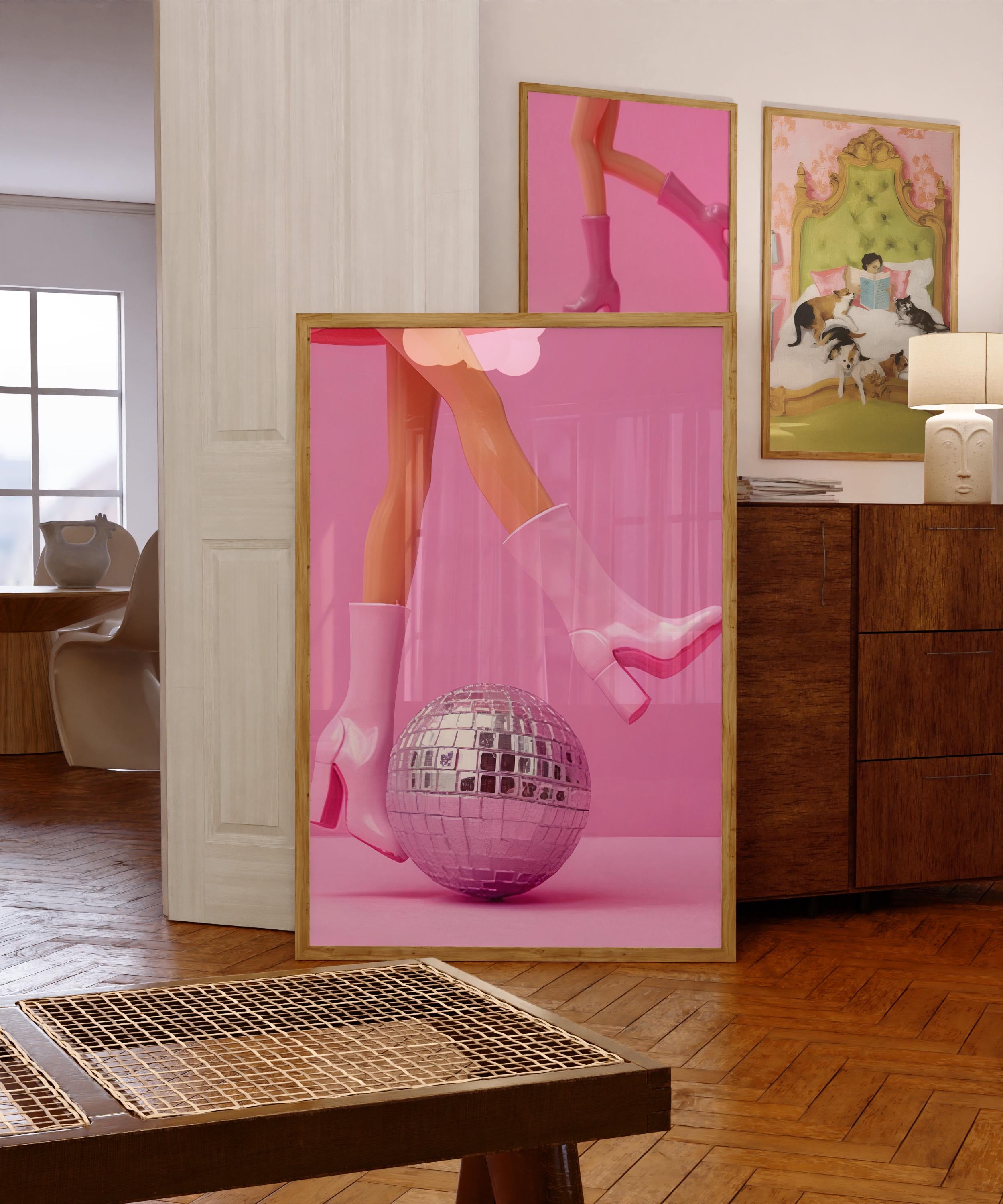 Barbie Doll Disco Ball Poster, Chrome Wall Decor, Preppy Aesthetic ...