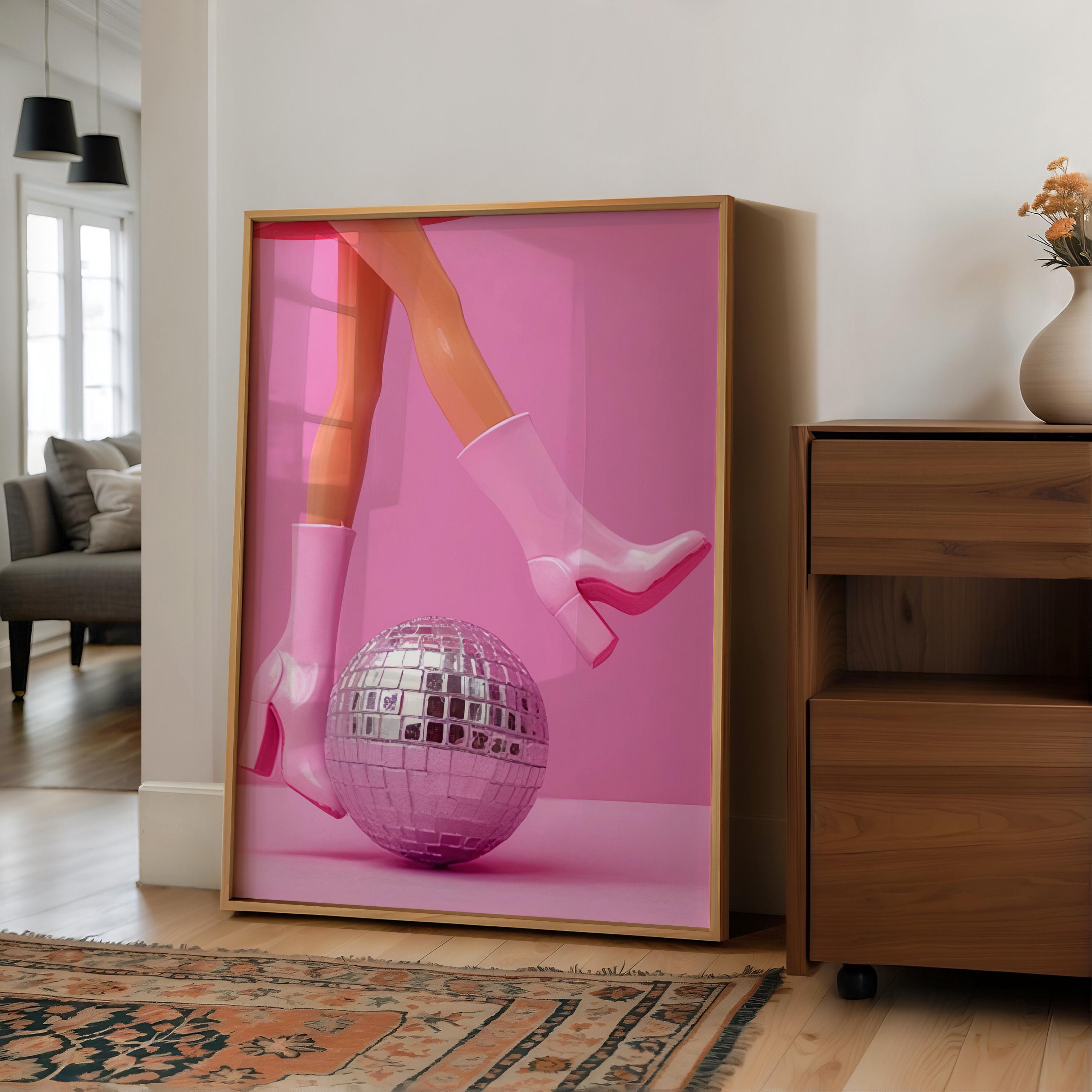 Barbie Doll Disco Ball Poster, Chrome Wall Decor, Preppy Aesthetic ...
