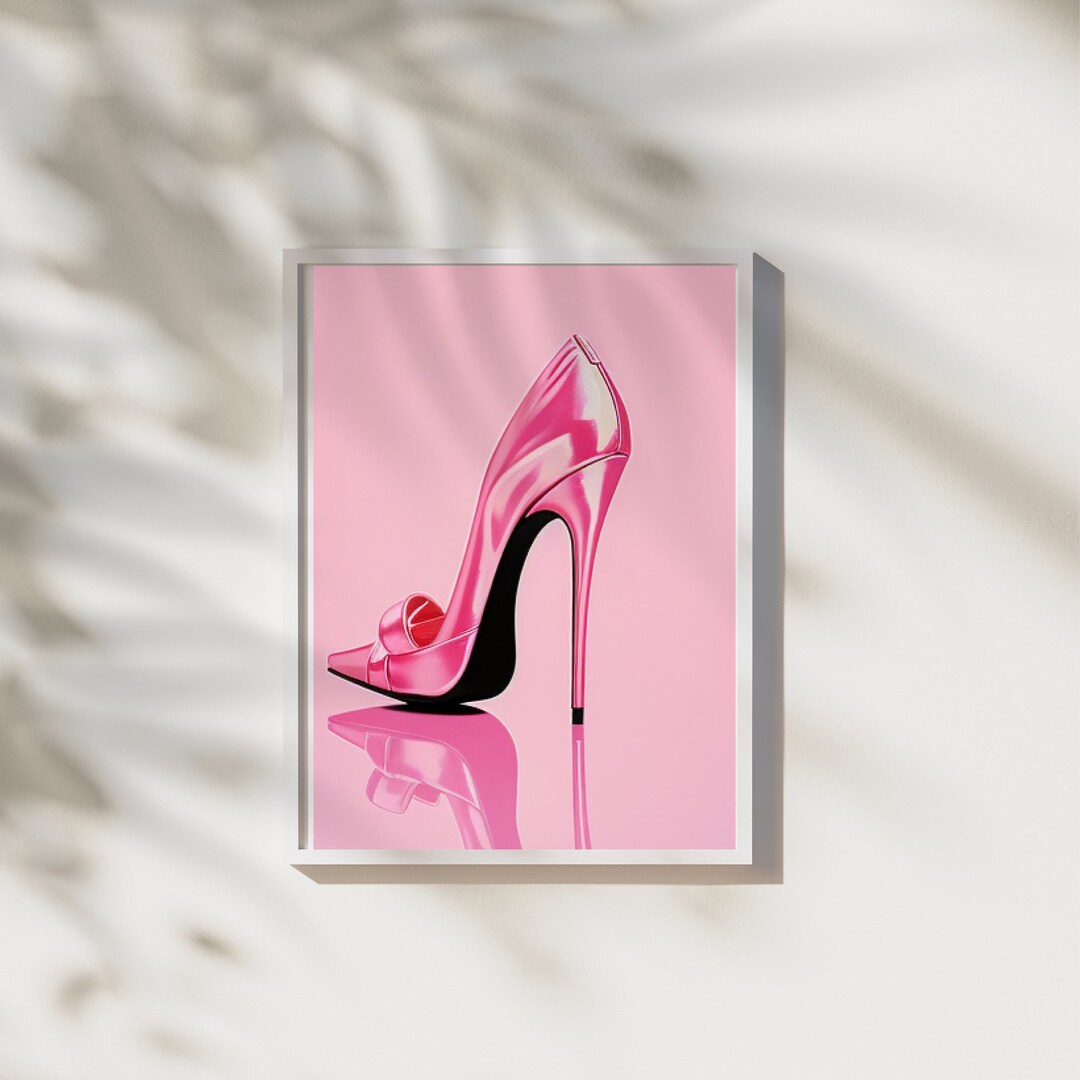 Pink Heel Poster Glamorous Pink High Heels Wall Art Barbie Fashion ...