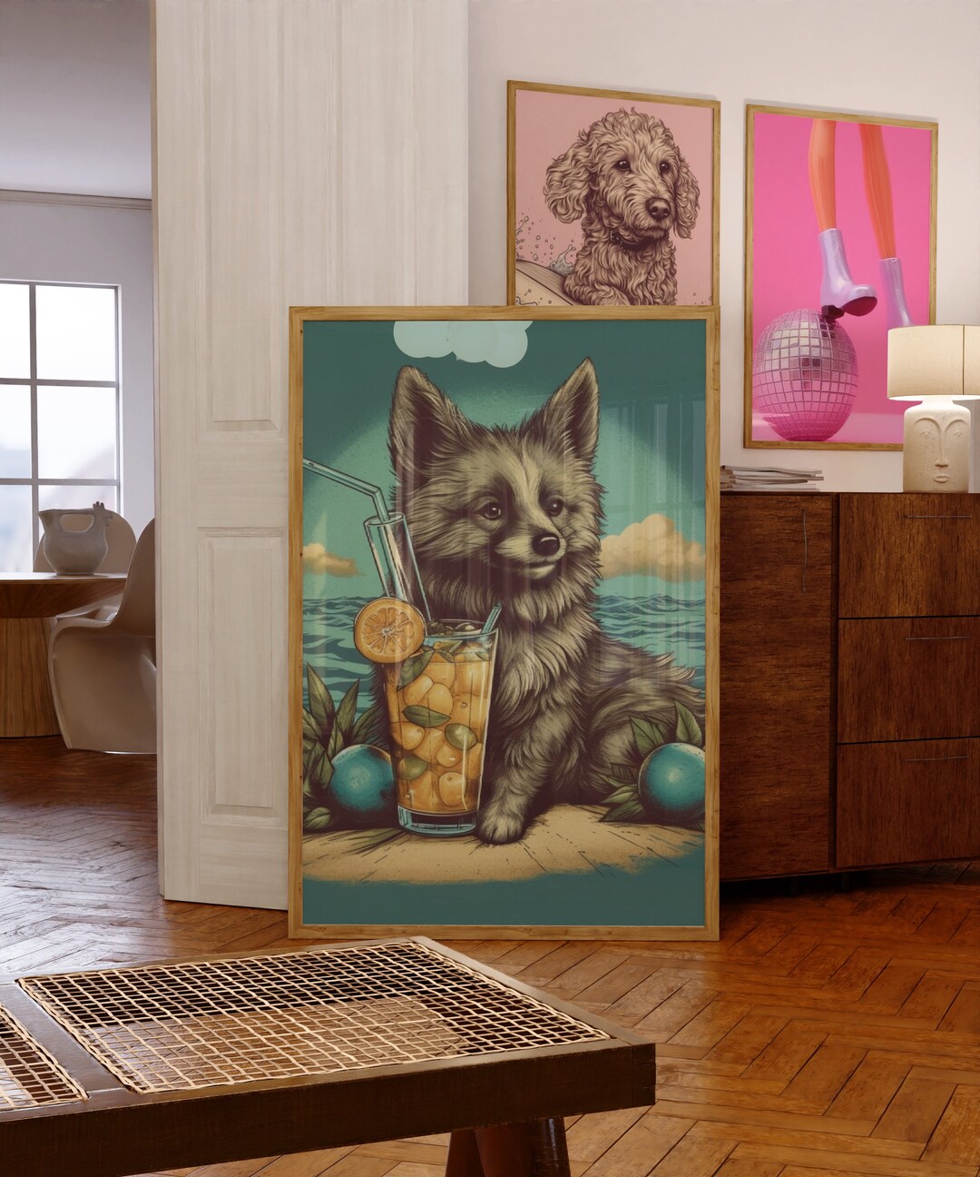Pomsky at the Beach Digital Art Print Tropical Vibes, Dog Lover Gift ...