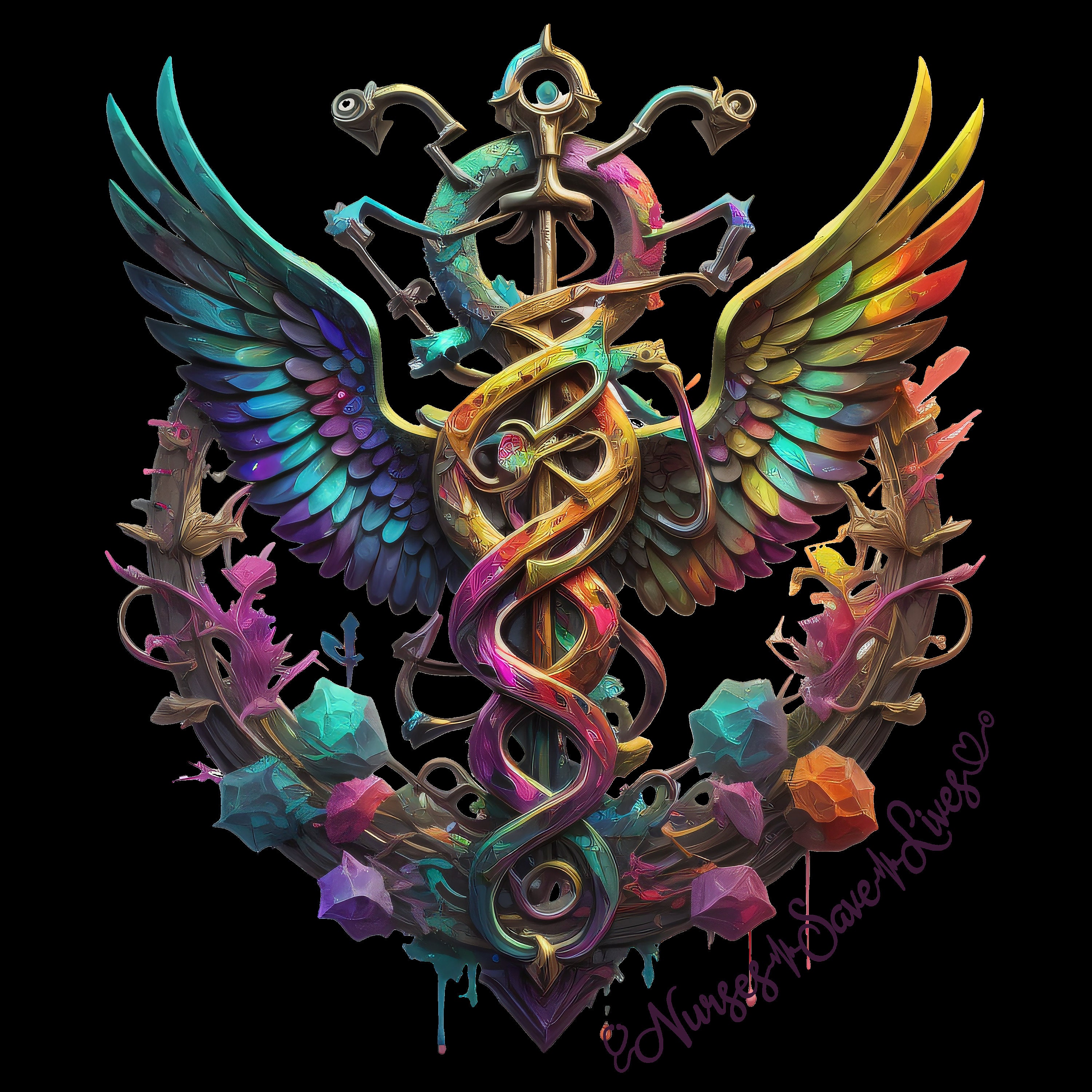 Nurse Art Caduceus Wall Print Wall Art Gift for Nurses Wall Decor ...