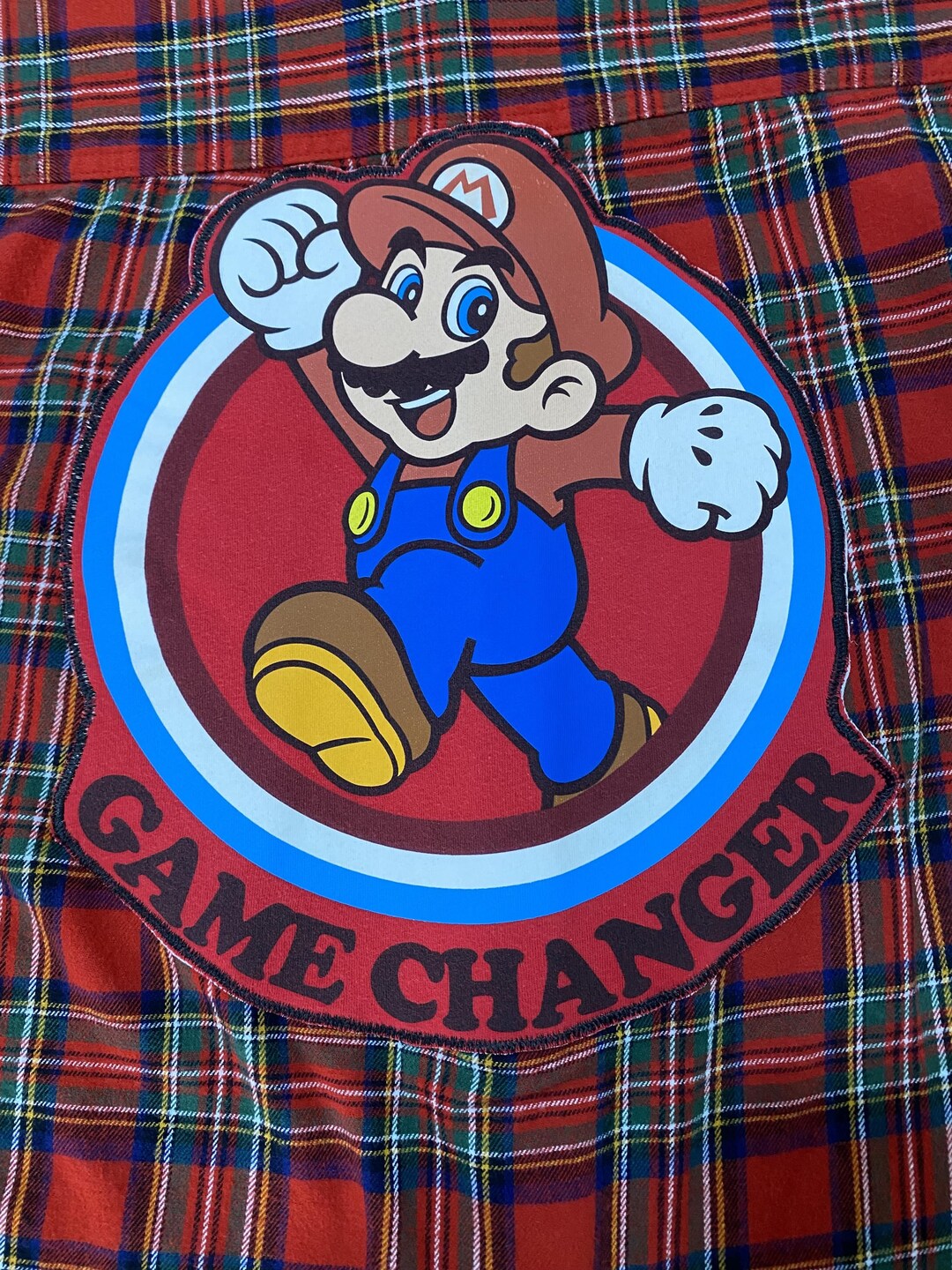 UPCYCLED FLANNEL, Cartoon Character, Mario, Tshirt Patch - Etsy