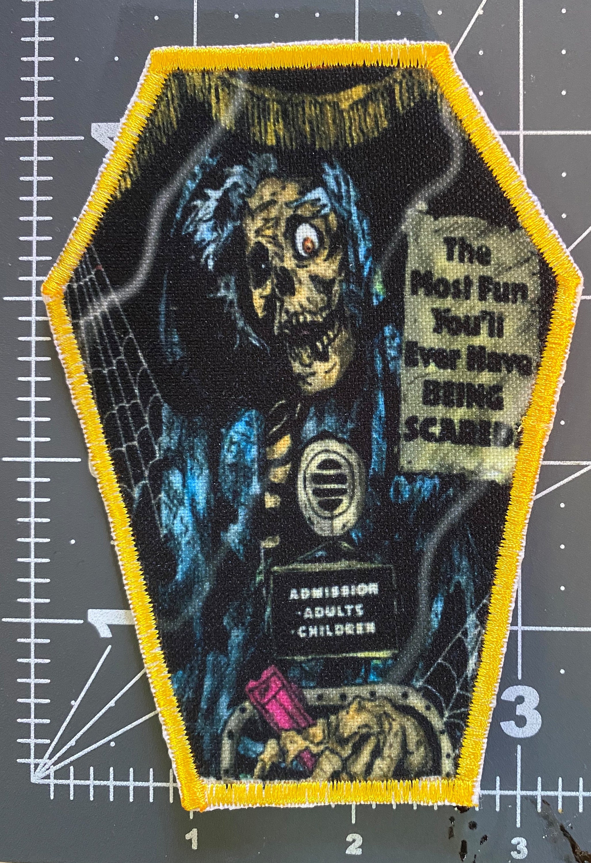 Horror Coffin Small Sublimated Sew on Patches, Original, Art by Terence ...