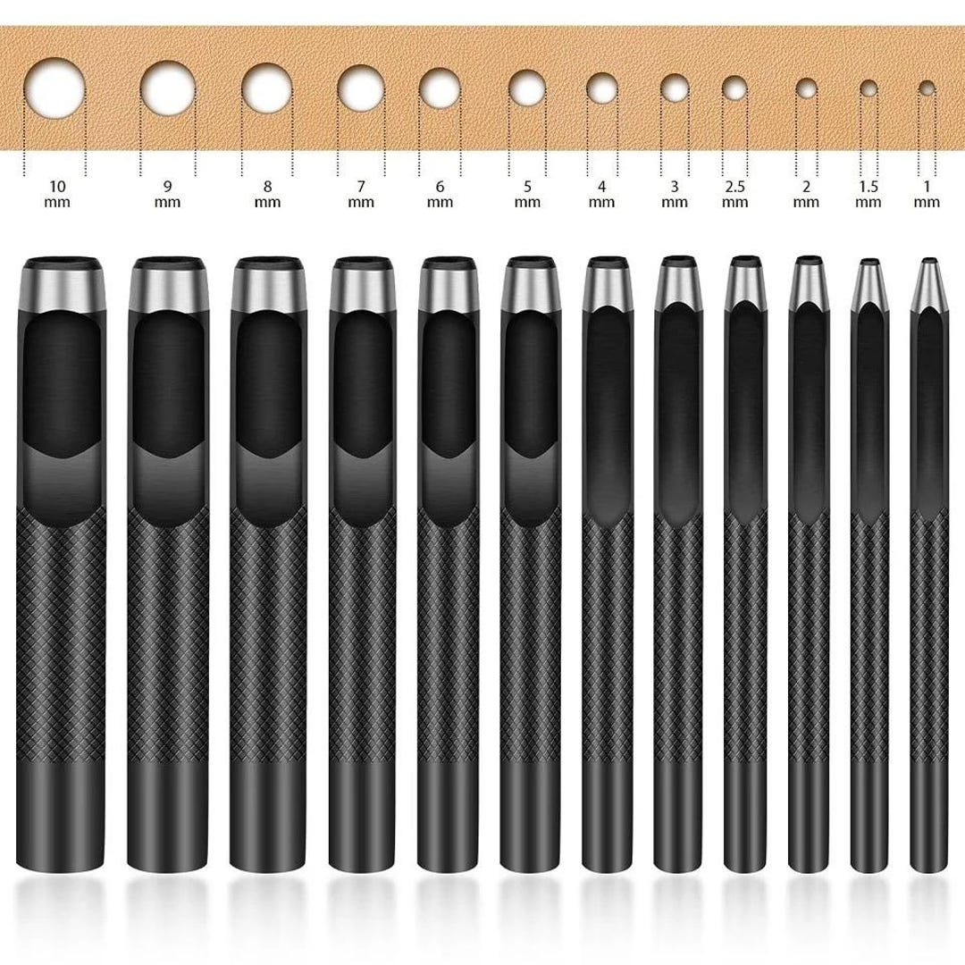12PCS Black Leather Hole Puncher Kit for Watch Bands Belts and Leather ...