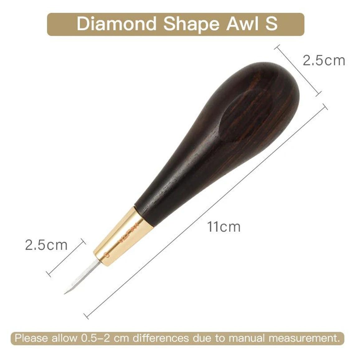 Leather Stitching Awl Diamond Shape Ebony Blackwood & Brass Craft Tool ...