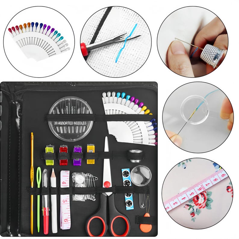 Complete Sewing Kit for DIY & Travel | Thread, Needles, Scissors, Tape ...