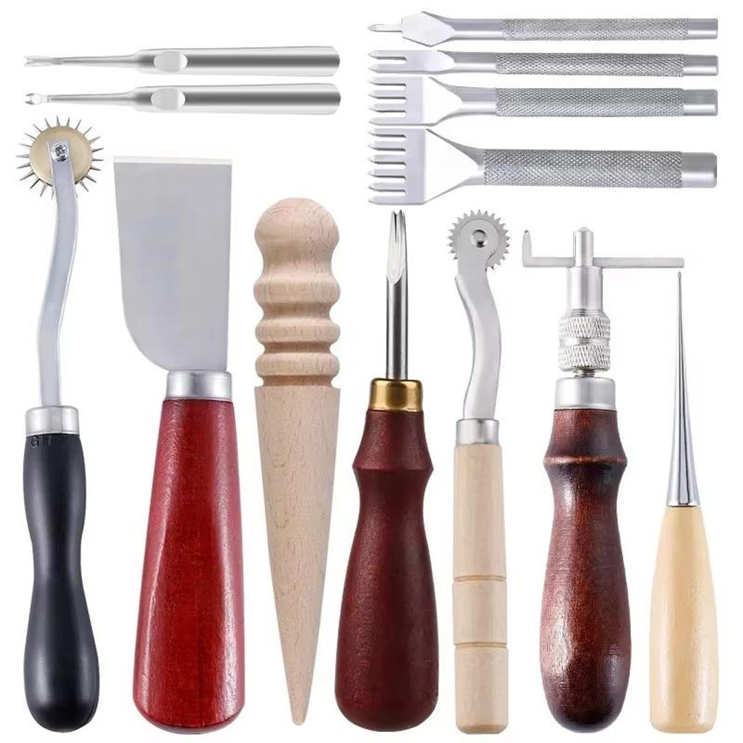 DIY Leather Working Tool Kit, Stitch Groover & Punch Set, Leathercraft ...