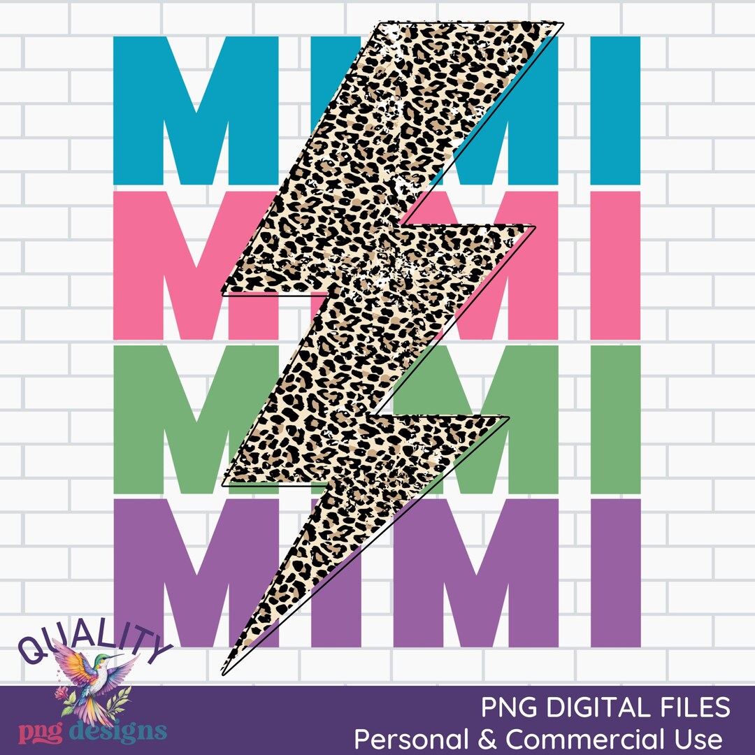 Mimi Png | Mimi Sublimation | Stacked Mimi With Leopard Print Lightning ...