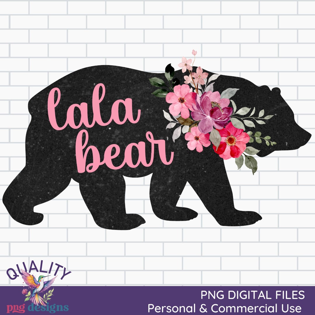 Lala Bear PNG | Lala Bear Digital Download | Vintage Watercolor Floral ...
