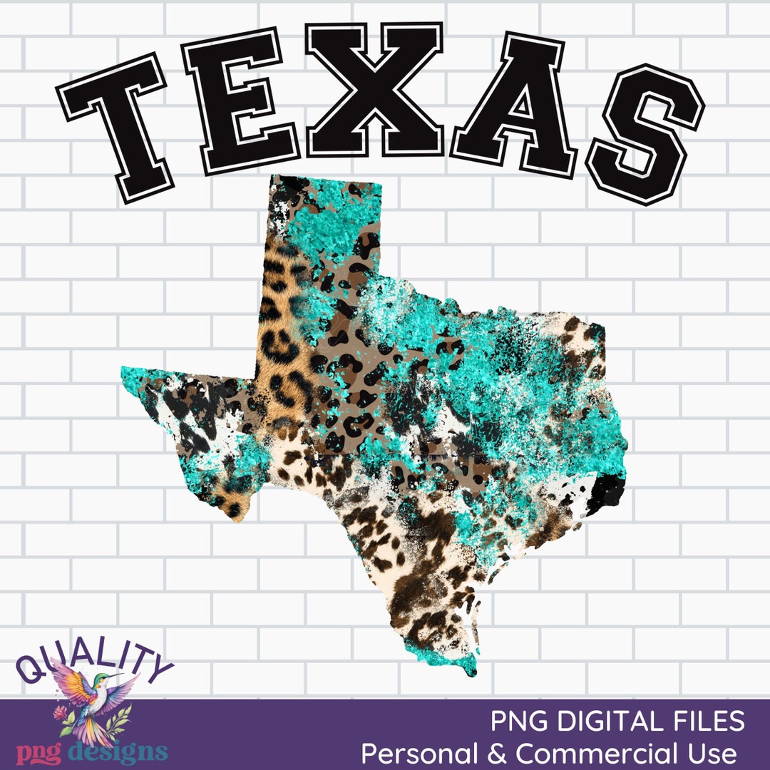 Texas State Png | Arched Texas Sublimation | Cowhide Leopard Print ...