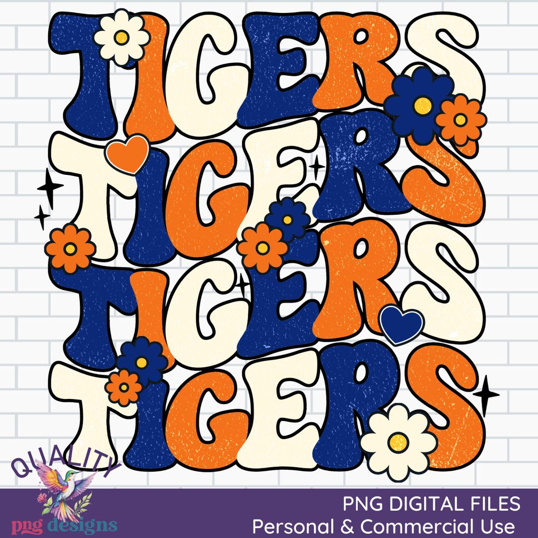 Retro Sports Team PNG | Tigers Sports Sublimation Clipart | Commercial ...