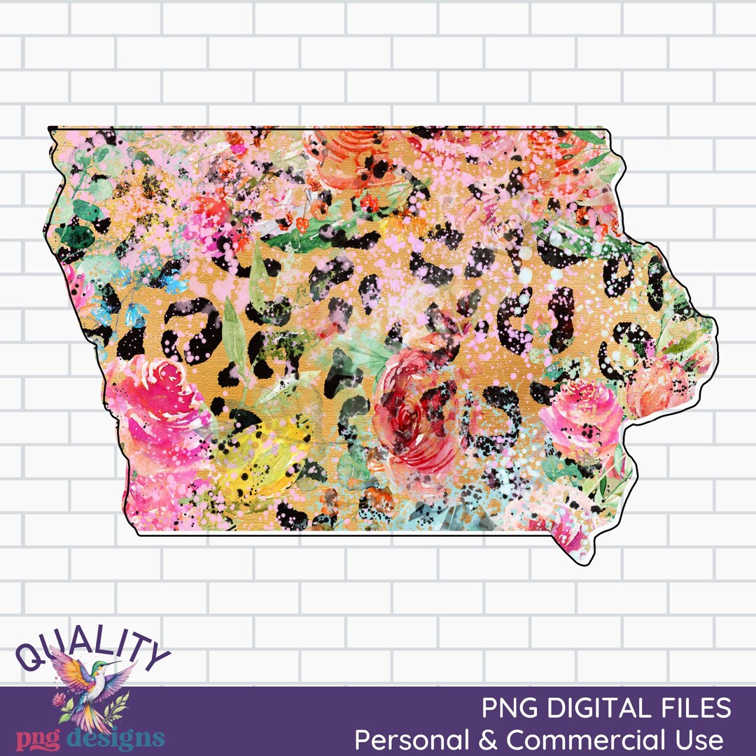 Iowa State Png | Iowa Sublimation | Floral Leopard Print Design | Print ...