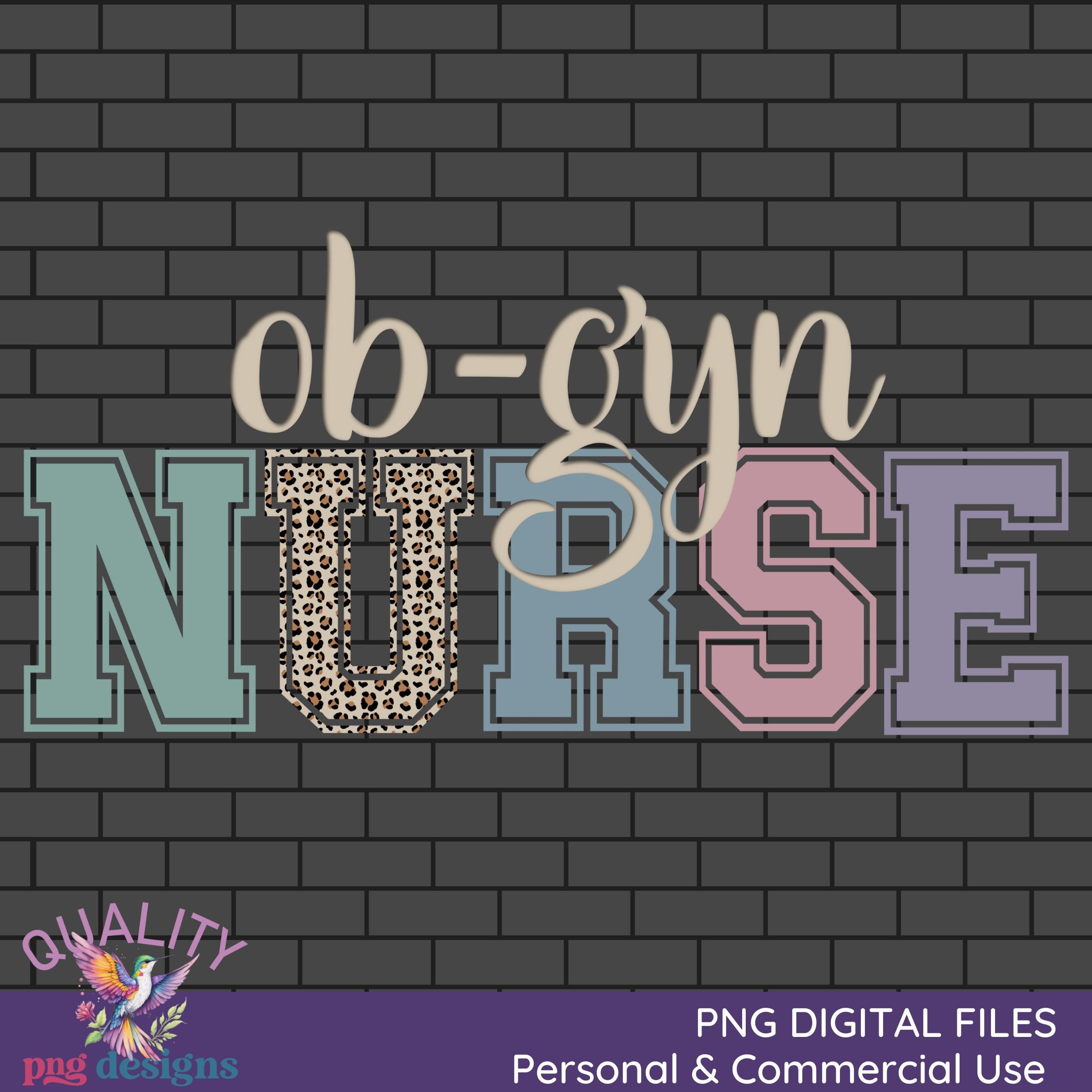OB GYN Nurse Png Nurse Digital Download Leopard Print Sublimation ...
