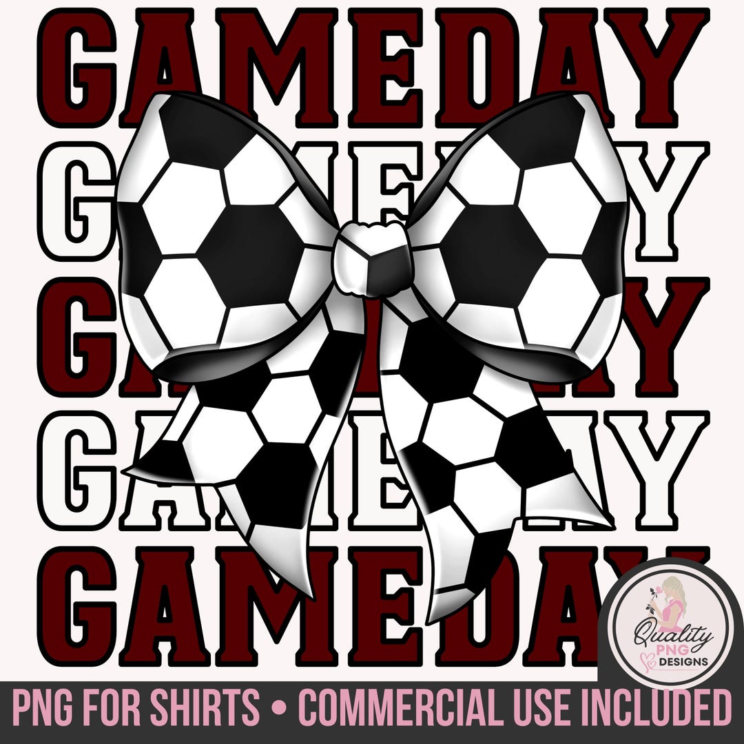 Gameday Soccer Bow PNG Maroon and White | Soccer Mom Shirt Design ...