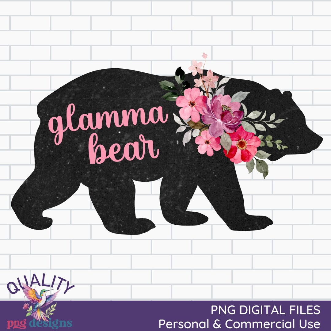 Glamma Bear PNG | Glamma Bear Digital Download | Vintage Watercolor ...