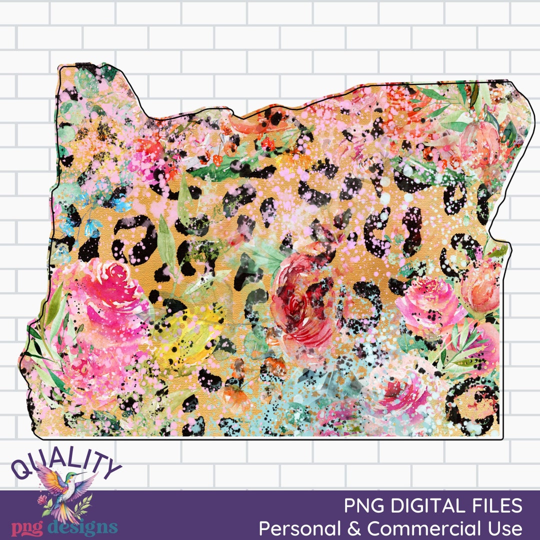 Oregon State Png | Oregon Sublimation | Floral Leopard Print Design ...