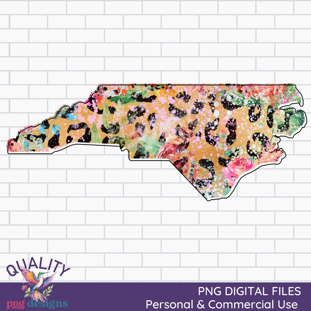 North Carolina State Png | North Carolina Sublimation | Floral Leopard ...