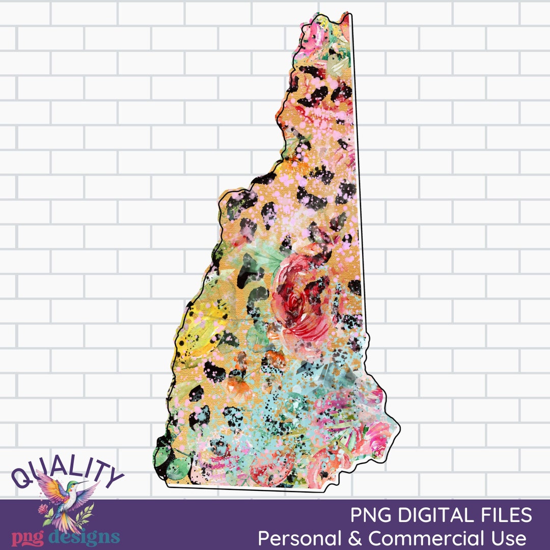 New Hampshire State Png | New Hampshire Sublimation | Floral Leopard ...