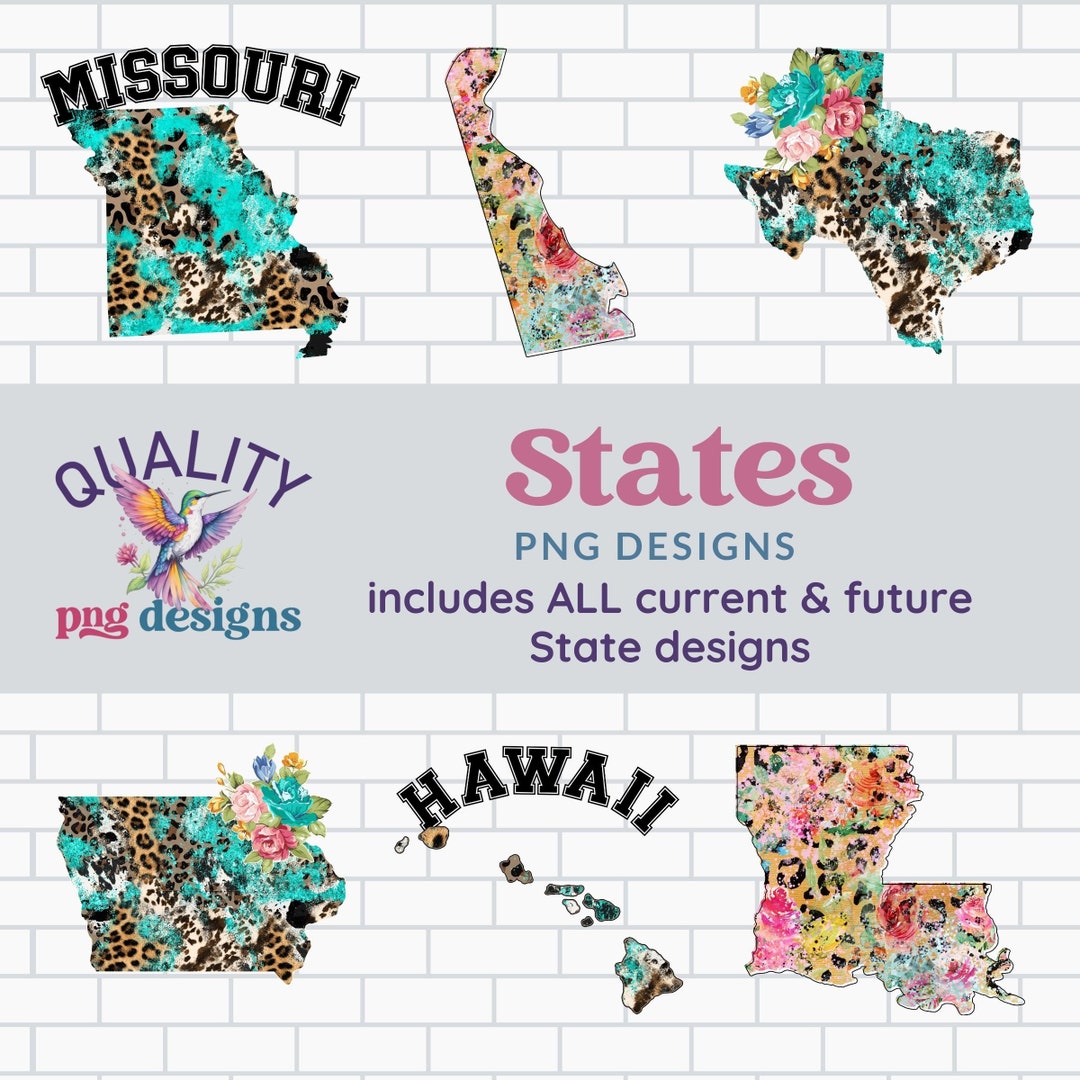 State Design Bundle | Digital PNG Designs | Commercial Use Clipart ...