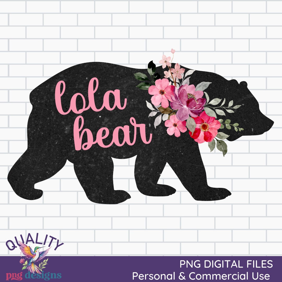Lola Bear PNG | Lola Bear Digital Download | Vintage Watercolor Floral ...