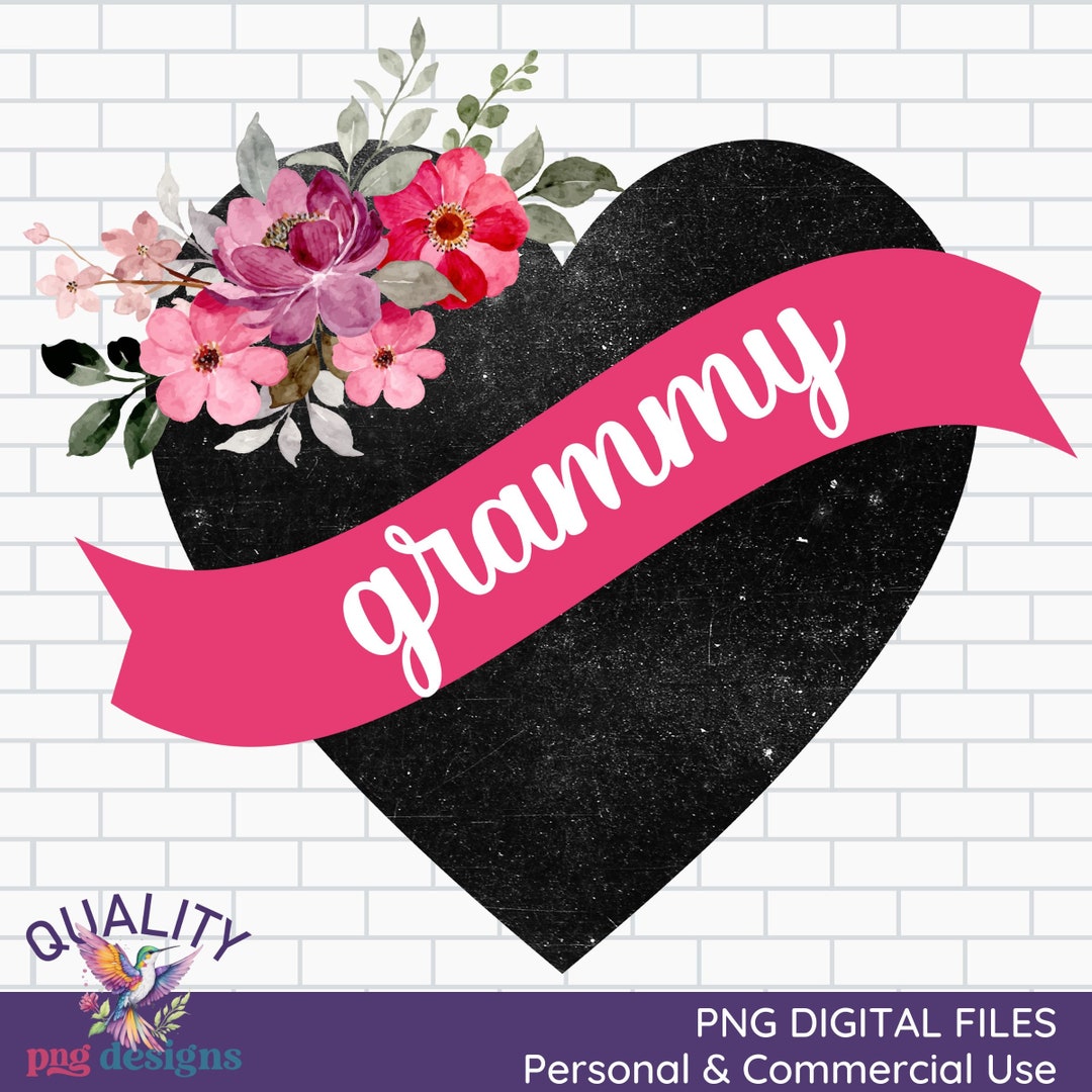 Grammy Heart Png | Vintage Watercolor Floral Image | Grammy Love ...