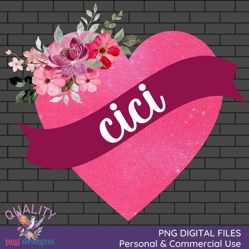 Cici Heart Png | Vintage Watercolor Floral Image | Cici Love | Print on ...