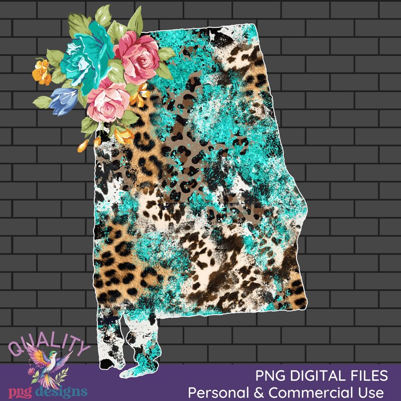 Alabama State Png | State Sublimation Png | Cowhide Leopard Print ...