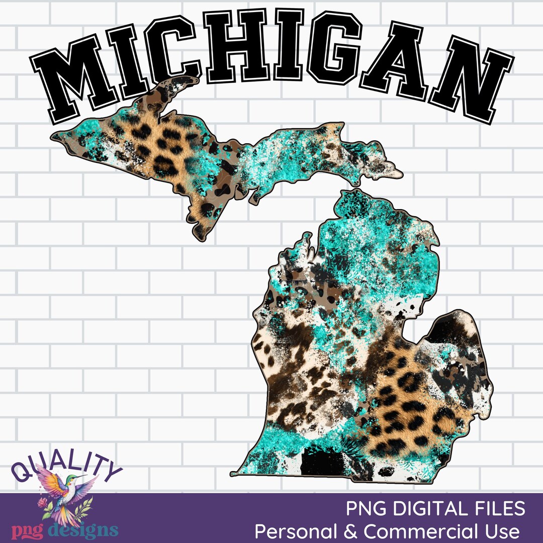 Michigan State Png | Michigan Sublimation Clipart | Cowhide Leopard ...