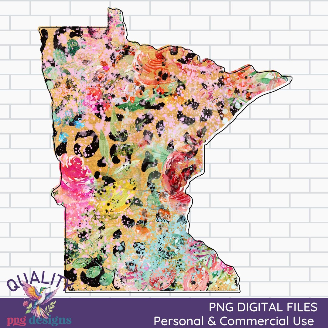 Minnesota State Png | Minnesota Sublimation | Floral Leopard Print ...