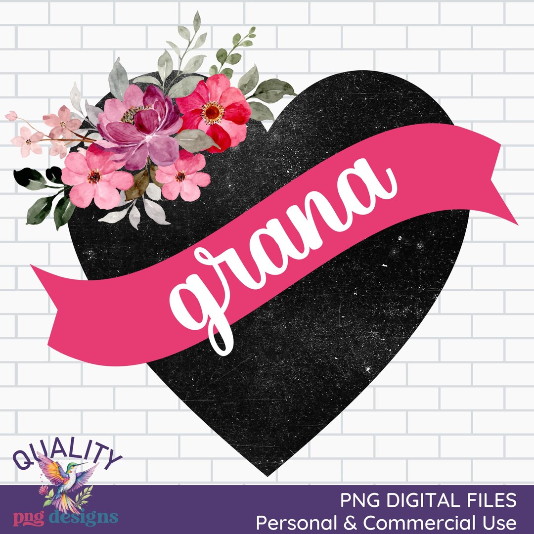 Grana Heart Png | Vintage Watercolor Floral Image | Grana Love | Print ...